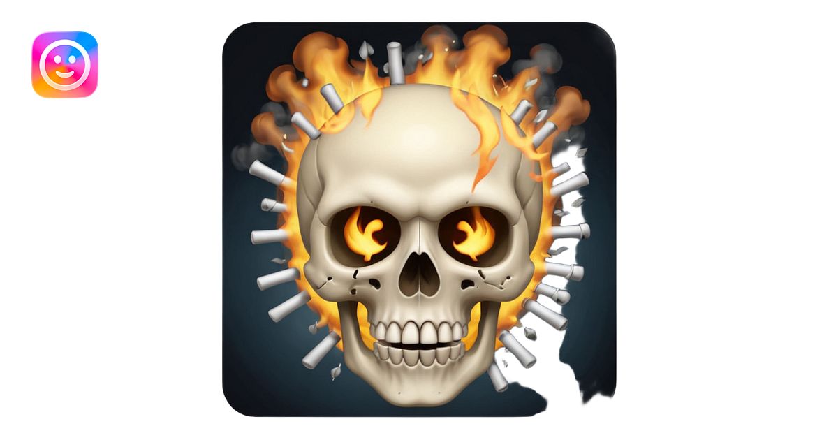 Combine this three emojis 💀🤯💨 where the head should be blasted like 2nd ...