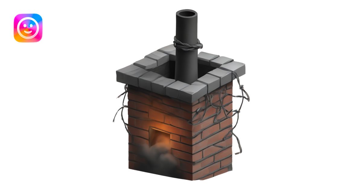 Brick chimney with heavy dark smoke and barbed wire emoji | AI Emoji ...