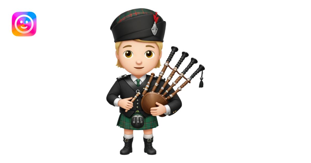 piper playing the bagpipes emoji size emoji | AI Emoji Generator