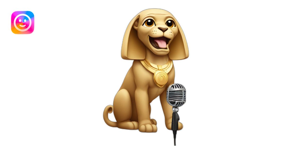 Sphinx singing with microphone emoji | AI Emoji Generator