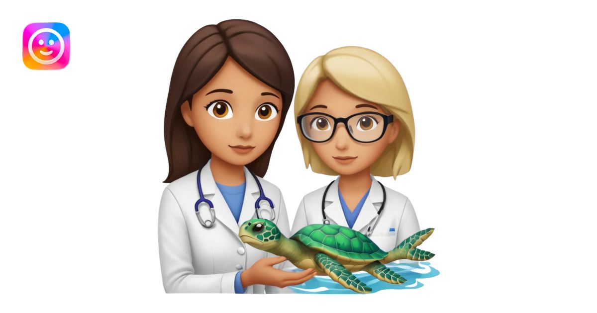 woman veterinary with a sea turtle emoji | AI Emoji Generator