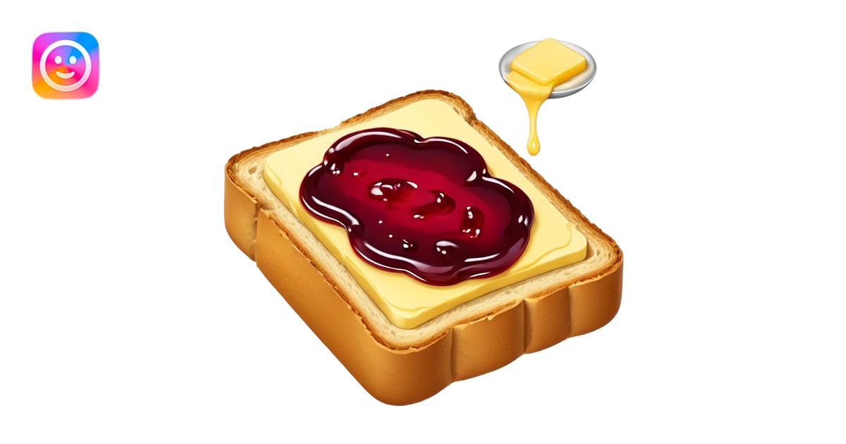 2 slices with pice of butter and jam on top emoji | AI Emoji Generator