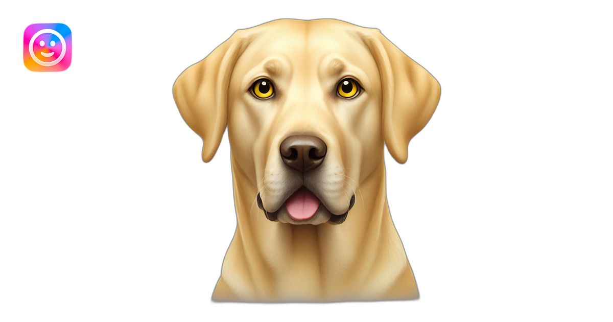 a yellow labrador with honey eyes with a tennis ball in the mouth emoji ...