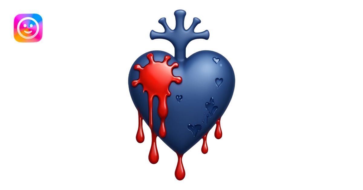 Bleeding navy blue heart with no face emoji | AI Emoji Generator