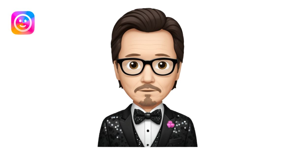 Gary Oldman with dark brown hair hair, black sequin suit with bow tie ...