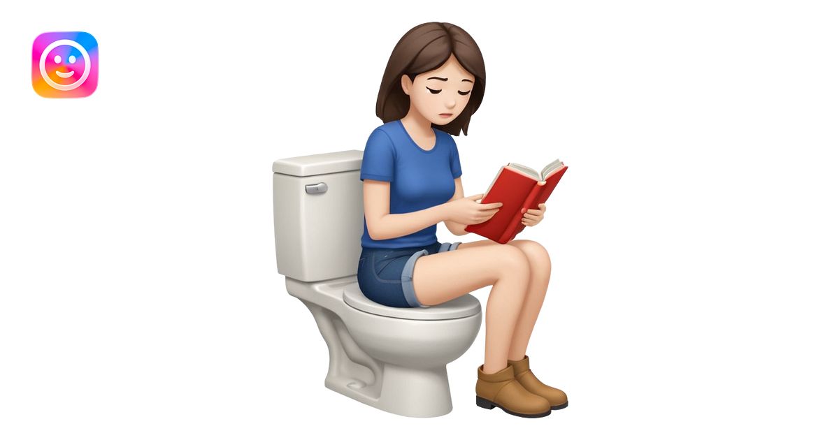A woman is sitting on the toilet, her pants are pulled down and she it ...