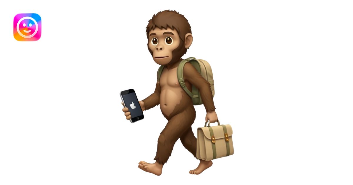 Draw an Australopithecus walking like a nomad, carrying a cloth bundle ...