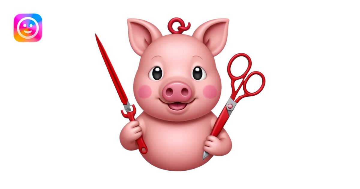 apple pig emoji holding scissors emoji | AI Emoji Generator