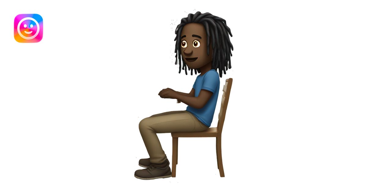 Black guy with dreads sitting down on chair playing on computer emoji ...