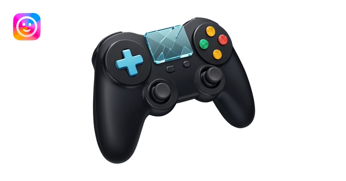 black game controller shattered shattered glass emoji | AI Emoji Generator