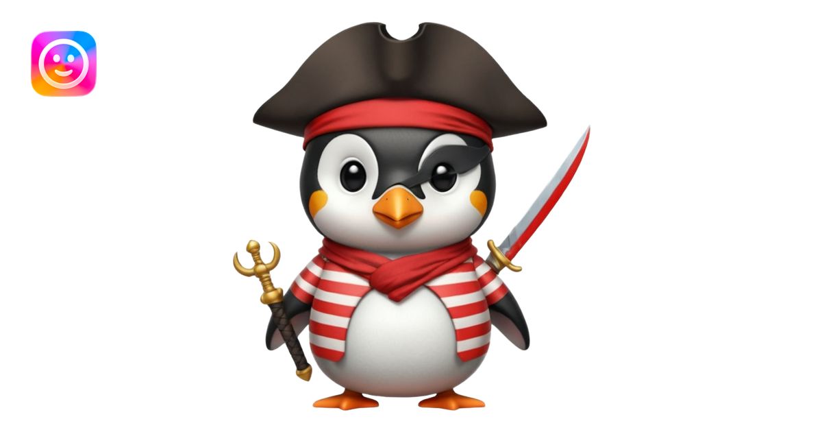 Penguin pirate with sword emoji | AI Emoji Generator