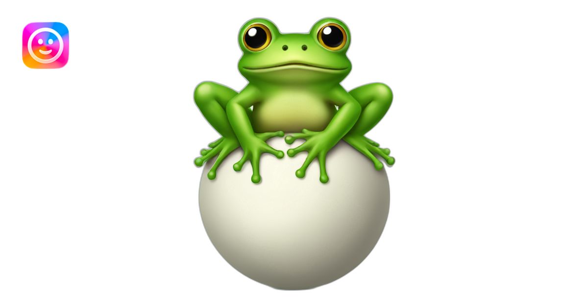 Frog sitting on top of 2 balls emoji | AI Emoji Generator