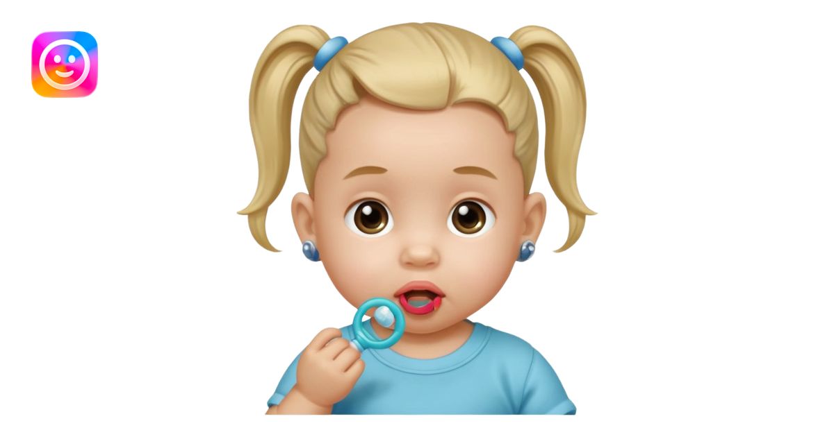 very smalll baby with ponytail and pacifier emoji | AI Emoji Generator