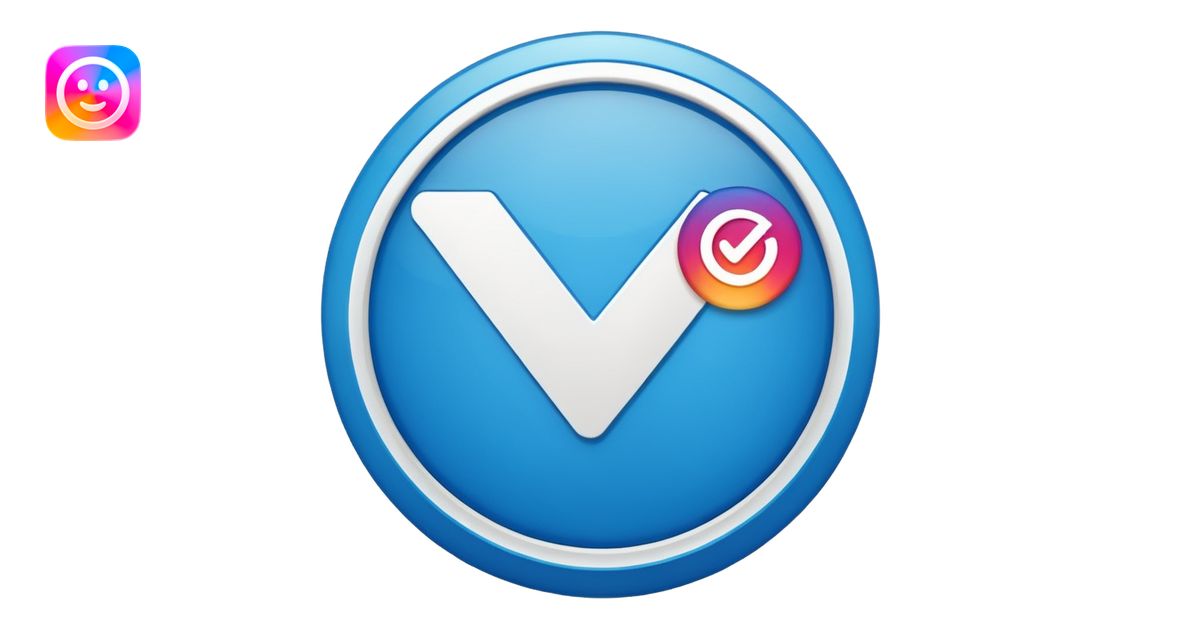 Instagram verification badge emoji in a blue outlined circular shape ...