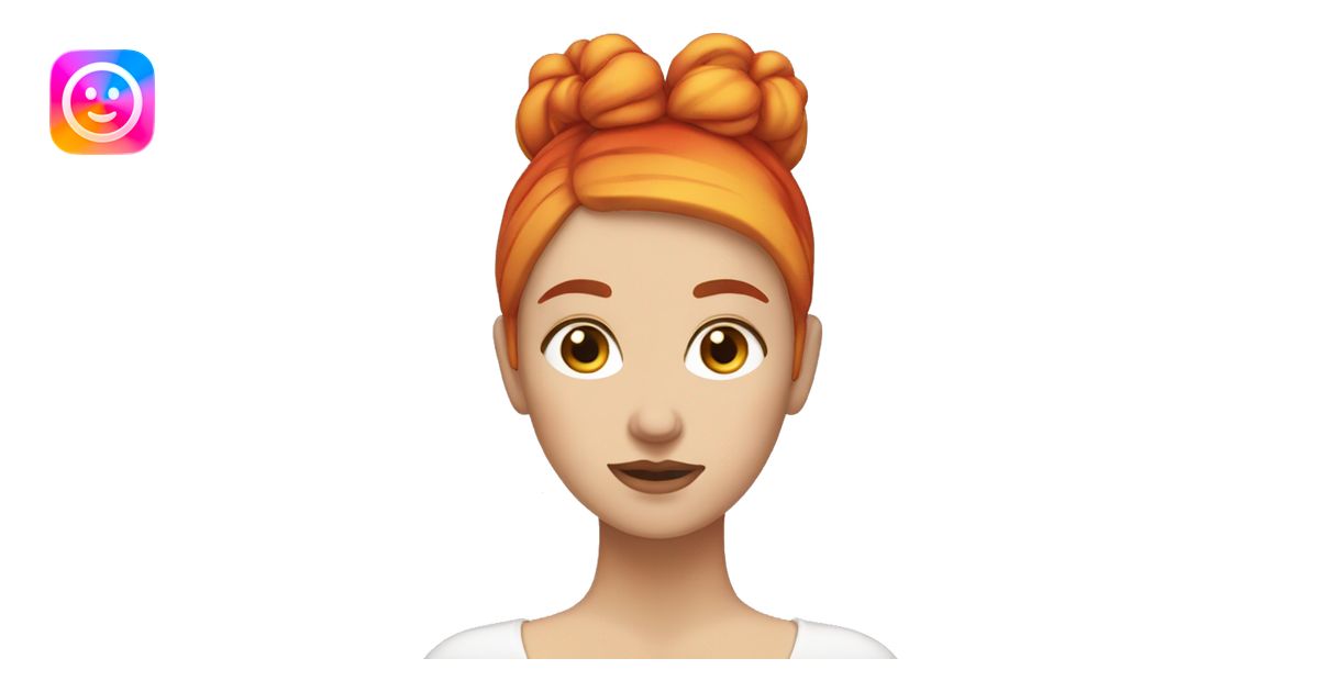 White Girl with red and orange and yellow faded hair in two buns emoji ...