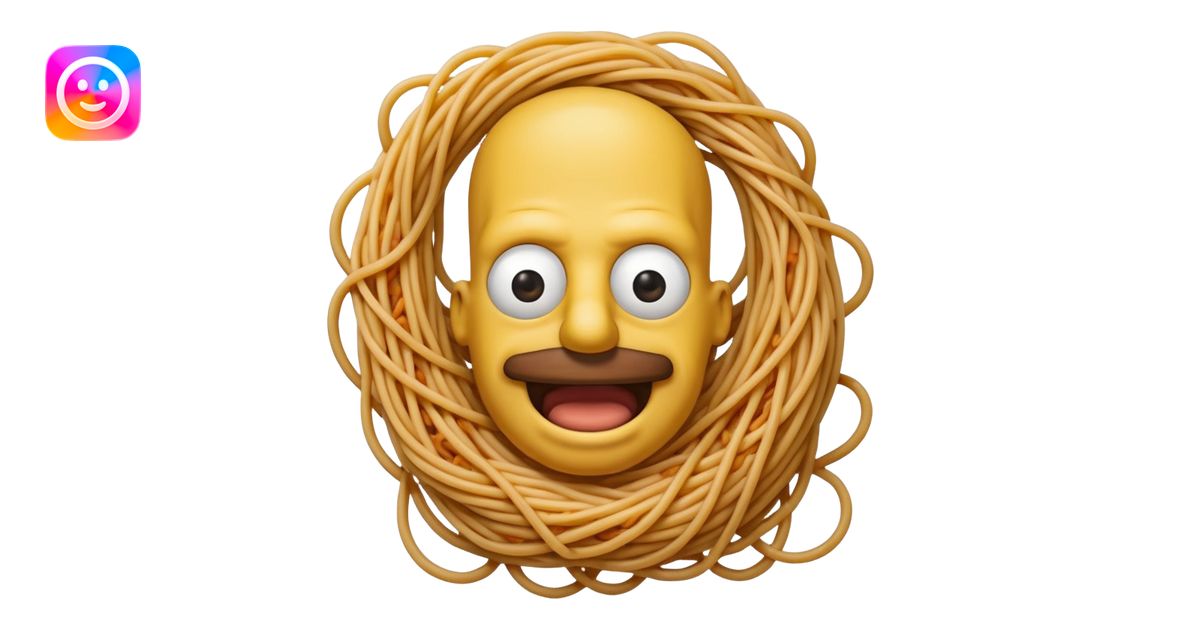 Homer Simpson spaghetti face emoji | AI Emoji Generator