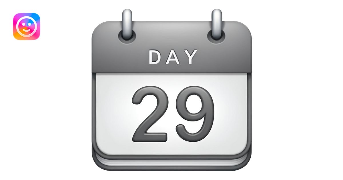 grey date calendar with number 29 emoji | AI Emoji Generator