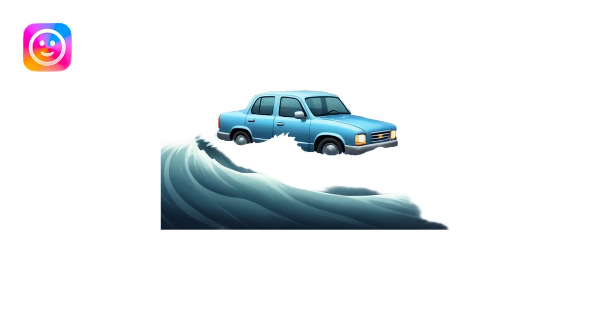 showing a flood disaster scene with strong water waves overflowing ...