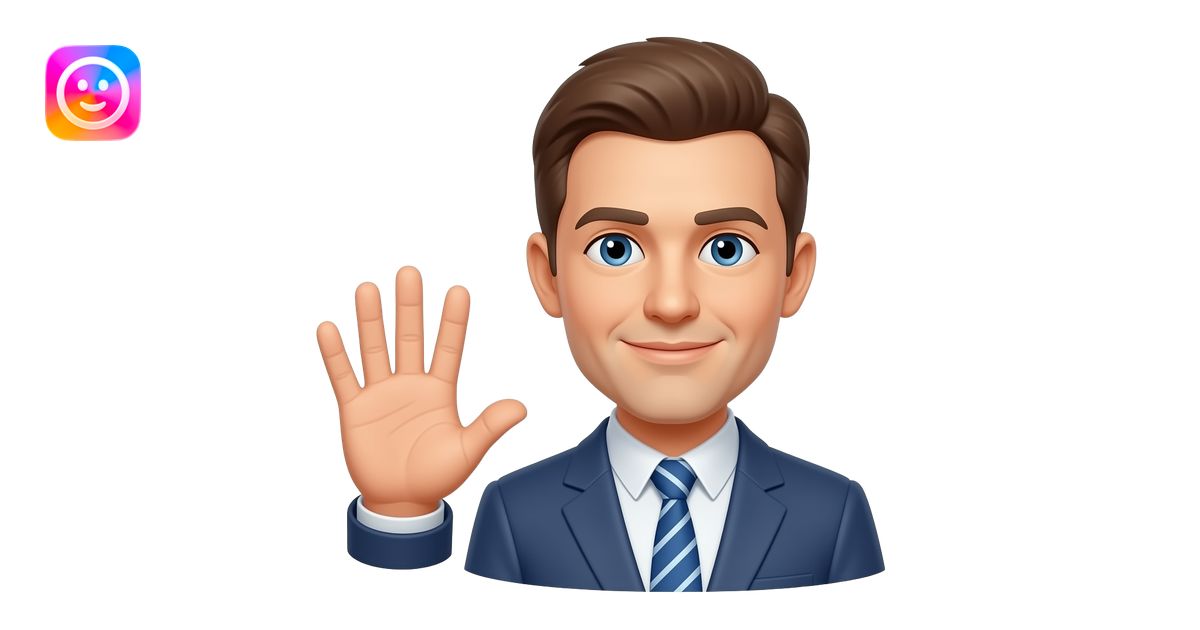 create a human with open 3 finger hand and with face for the flow chart ...