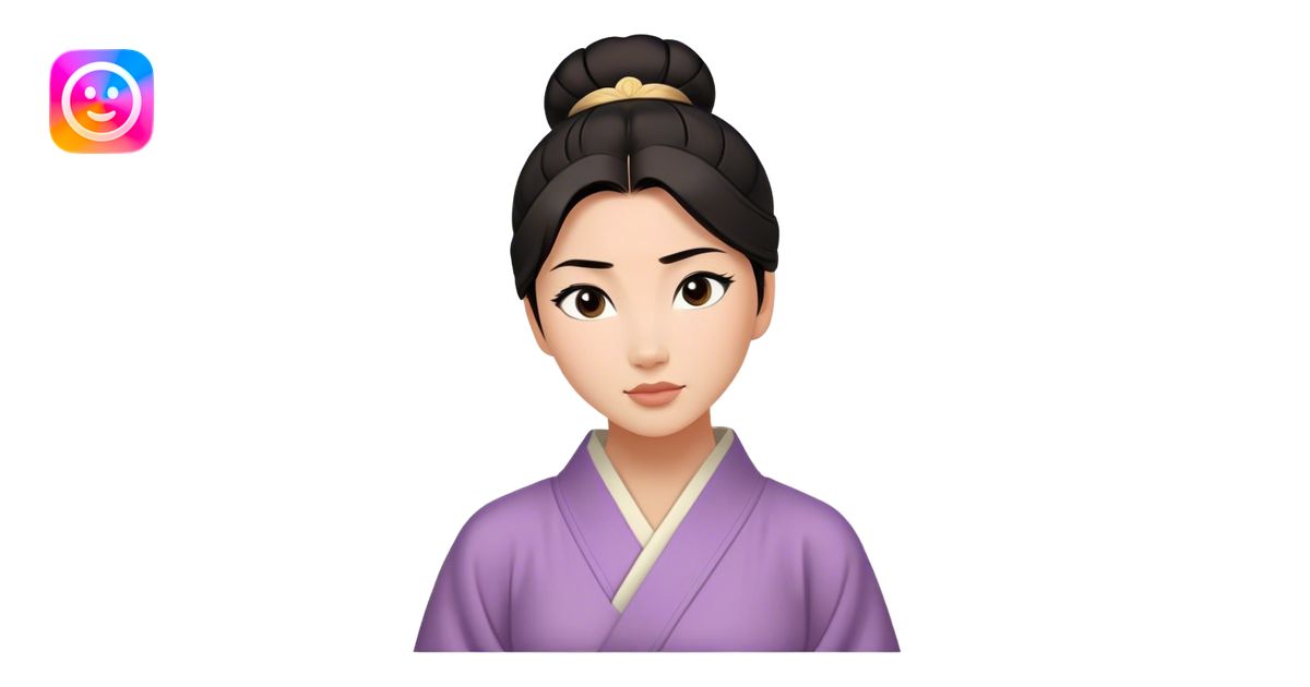 Cinematic Serene Mulan Portrait Emoji, rendered in a simplified vector ...