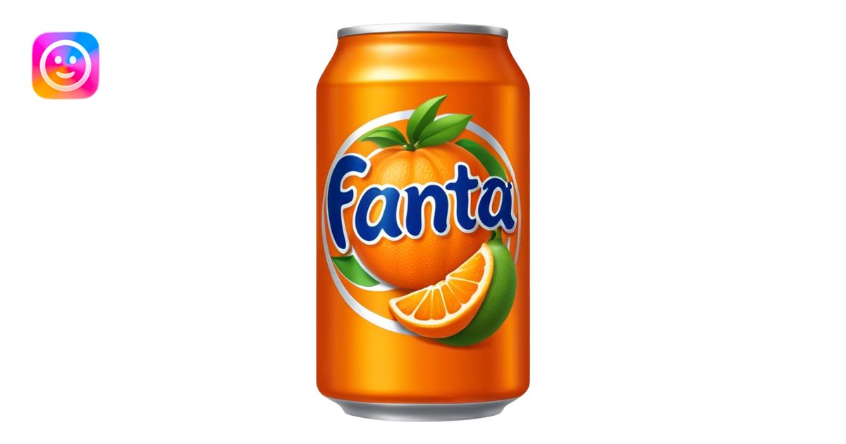 Draw a bright orange Fanta can with the bold logo & fruit graphics ...
