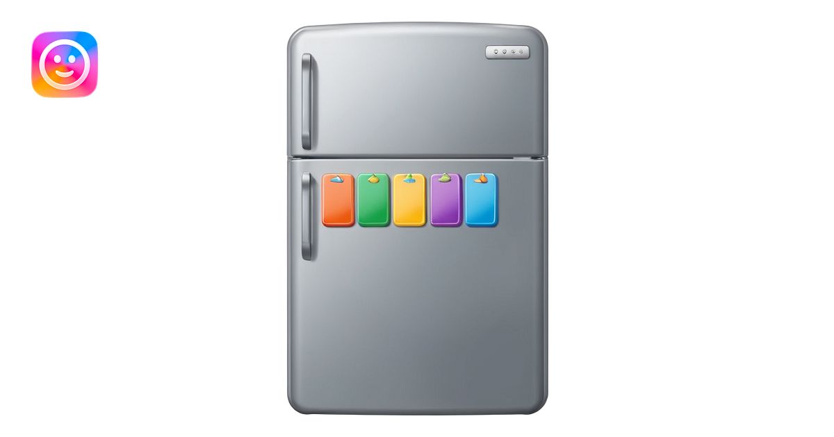 refrigerator with poetry magnets emoji | AI Emoji Generator