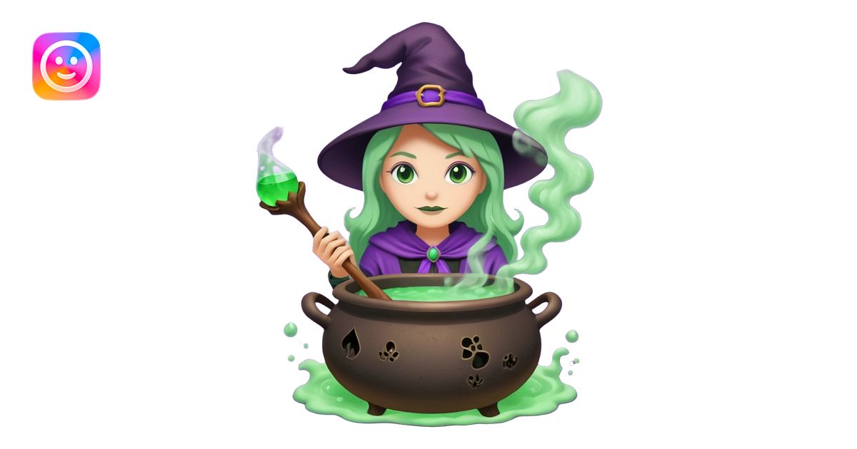 green witch cooking potion emoji | AI Emoji Generator