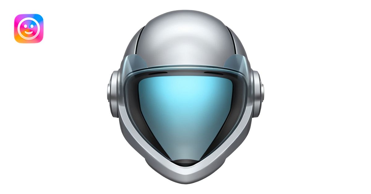 A futuristic helmet emoji made of silver chrome, smooth aerodynamic ...