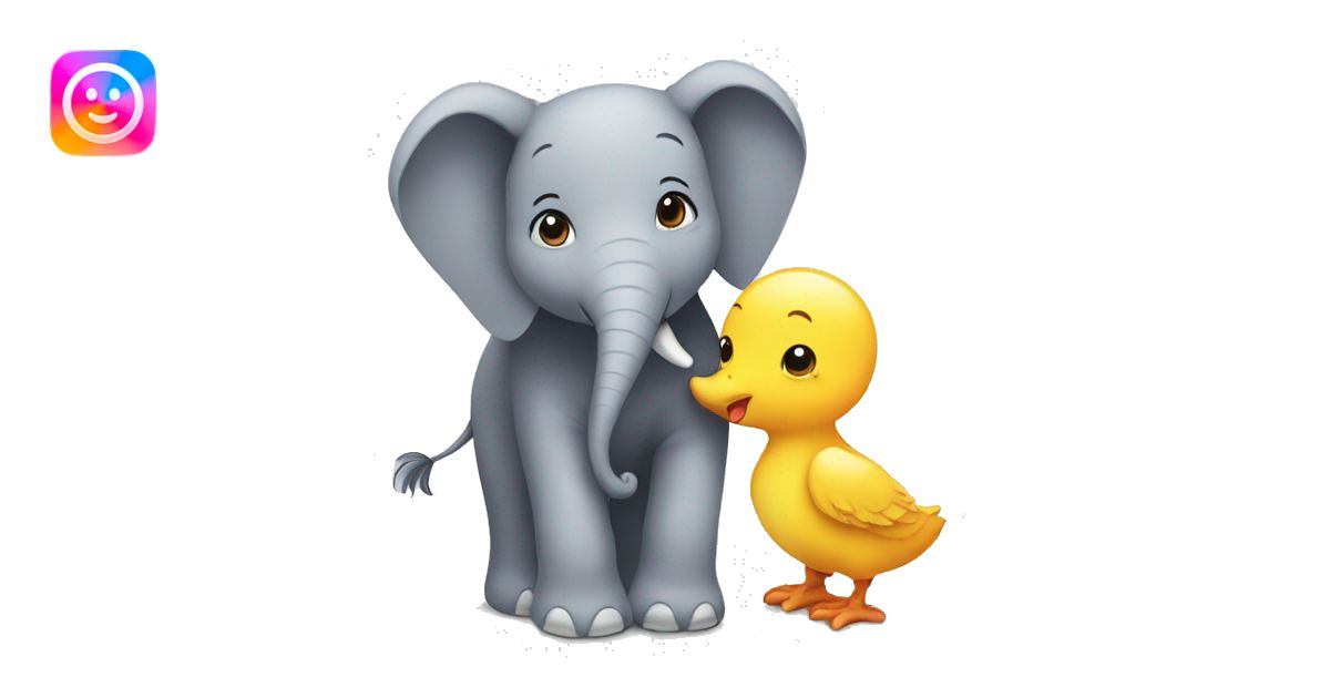 Chick and elephant hugging emoji | AI Emoji Generator