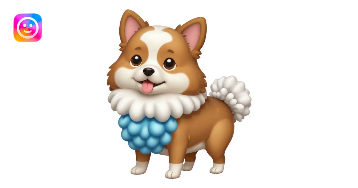 a full body of cute dog with puffer emoji | AI Emoji Generator