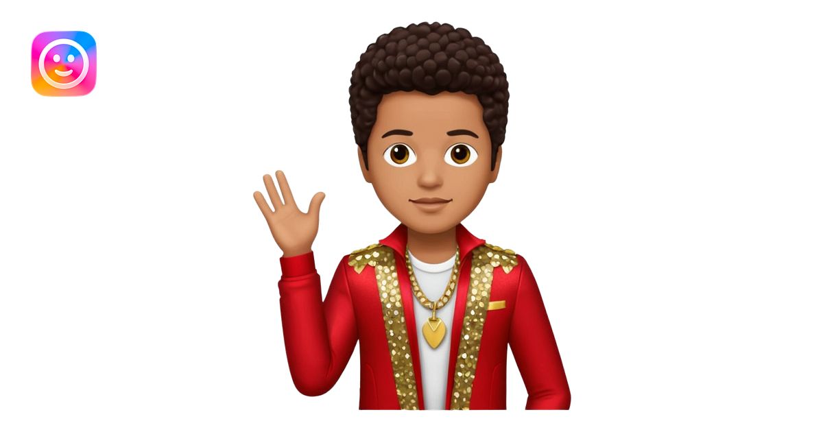 Bruno Mars with dark brown hair, red sequin outfit emoji | AI Emoji ...