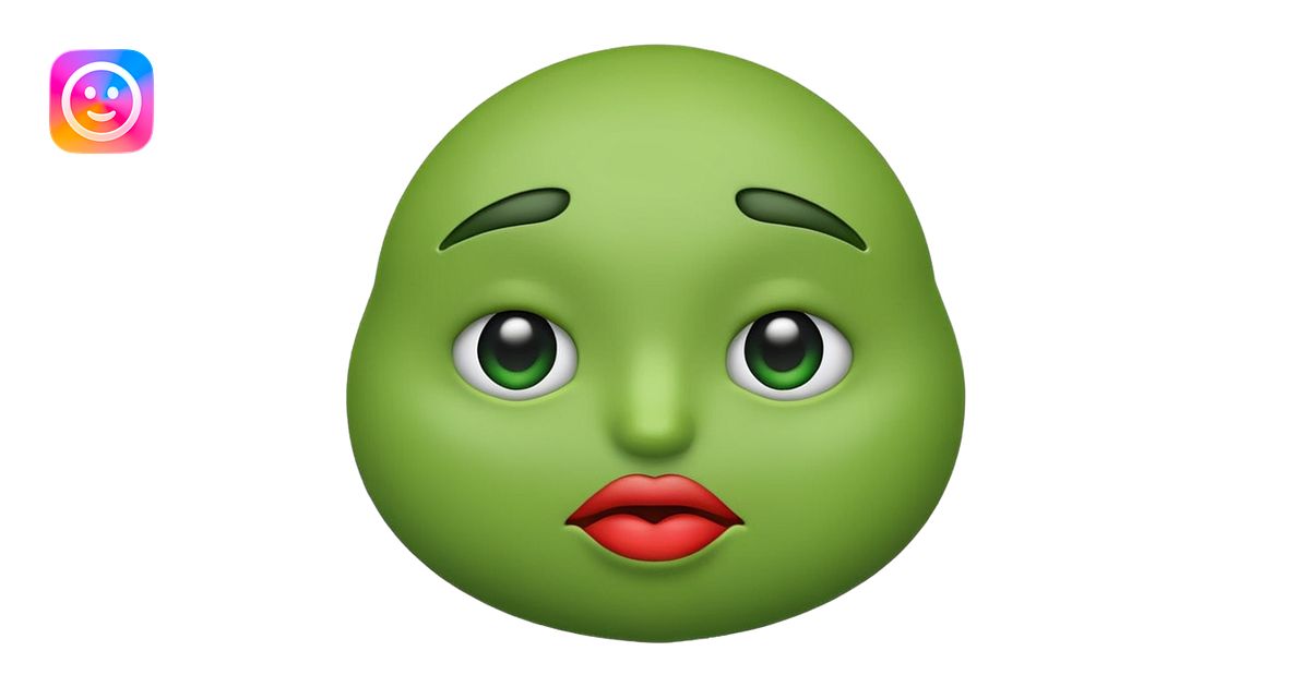Can you make a green emoji. the eyes look to the side. with a pouting ...