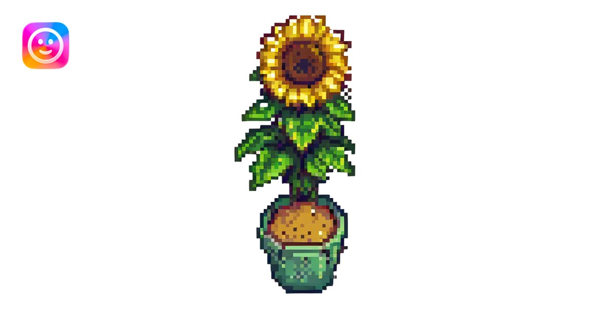 pixel art sunflower, simple and vibrant illustration | AI Emoji Generator