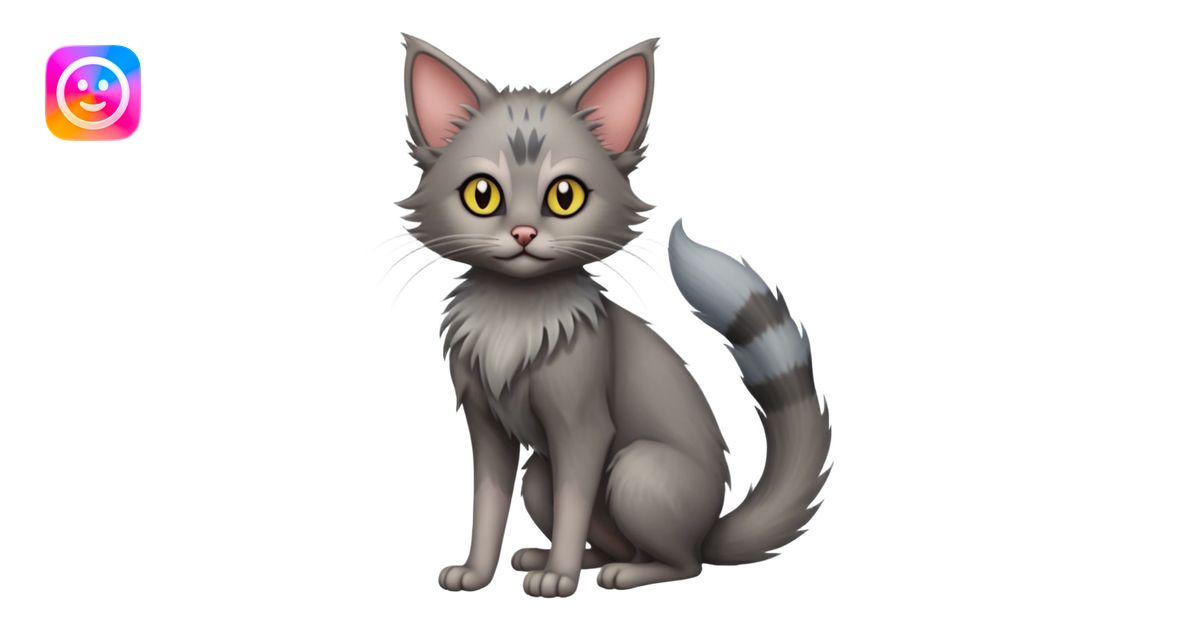 Ragdoll-Fakémon-Lykoi-feline-hybrid (full body) emoji | AI Emoji Generator