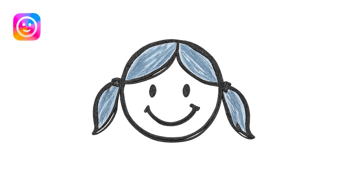 a smiley face of a girl with blue hair icon | AI Emoji Generator