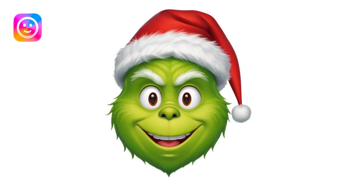 Create an emoji of the grinch from the grinch who stole christmas ith a Santa hat emoji | AI ...
