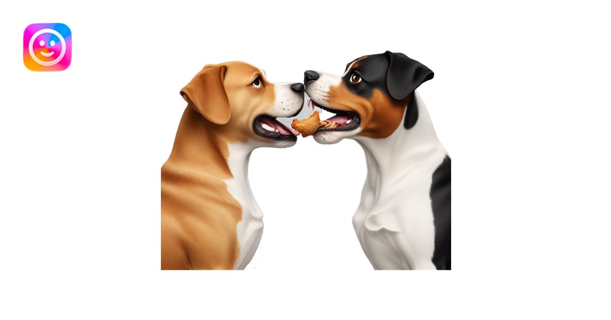 2 dogs fighting over chicken emoji | AI Emoji Generator
