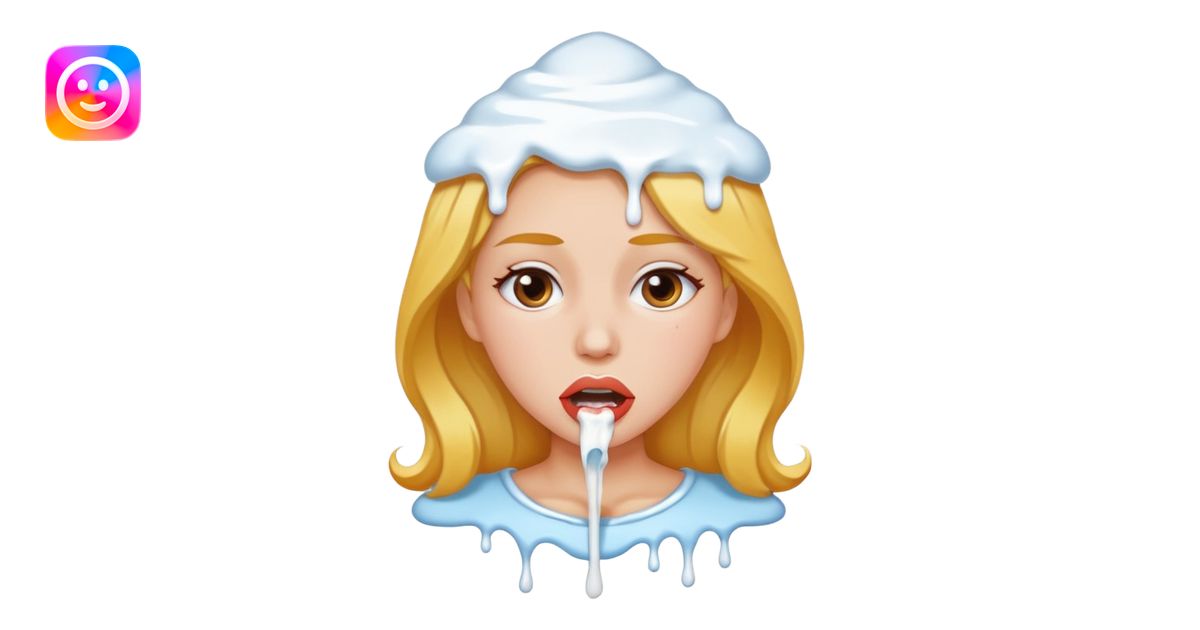 white icing dripping from a womans mouth emoji | AI Emoji Generator