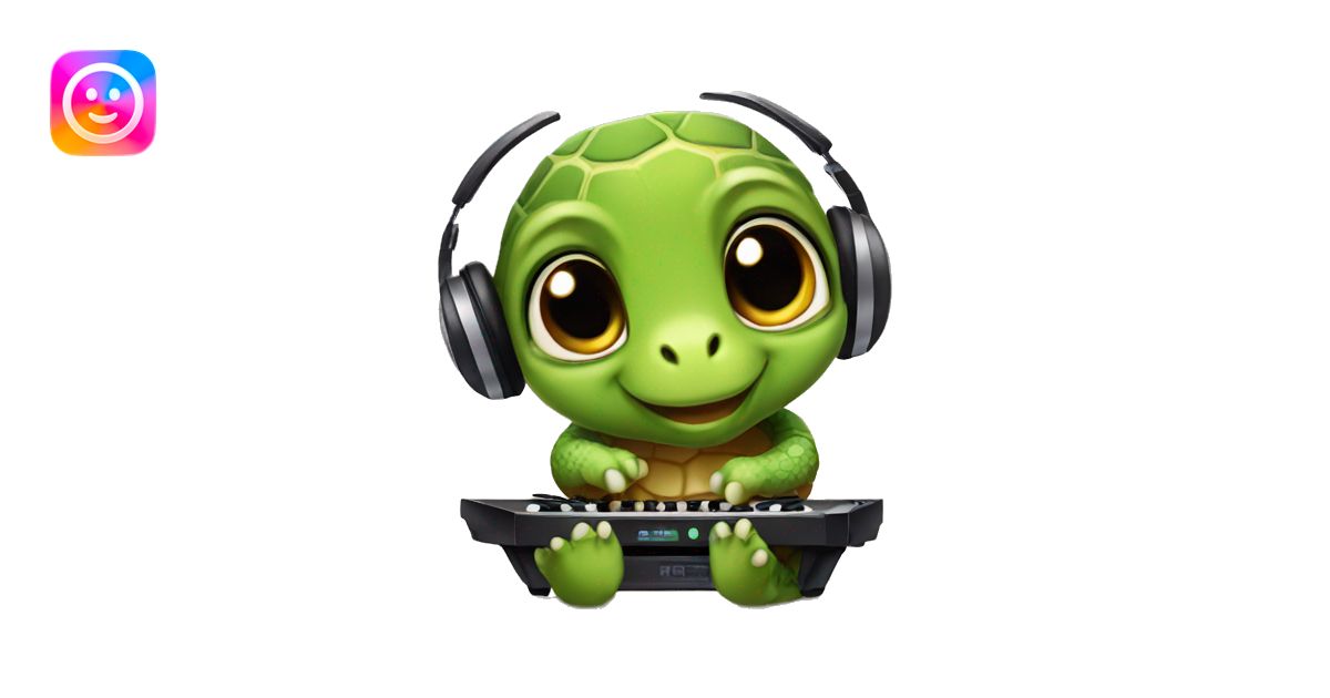 cute Turtle dj emoji | AI Emoji Generator