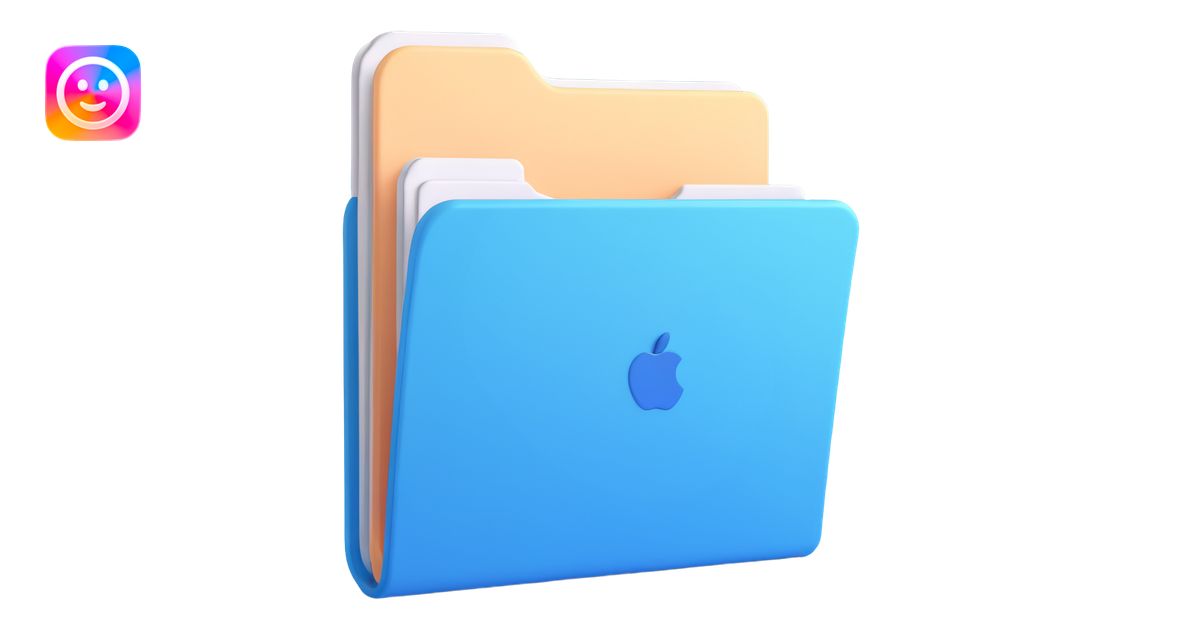 exact default Mac OS folder icon with tab design in light pastel blue ...
