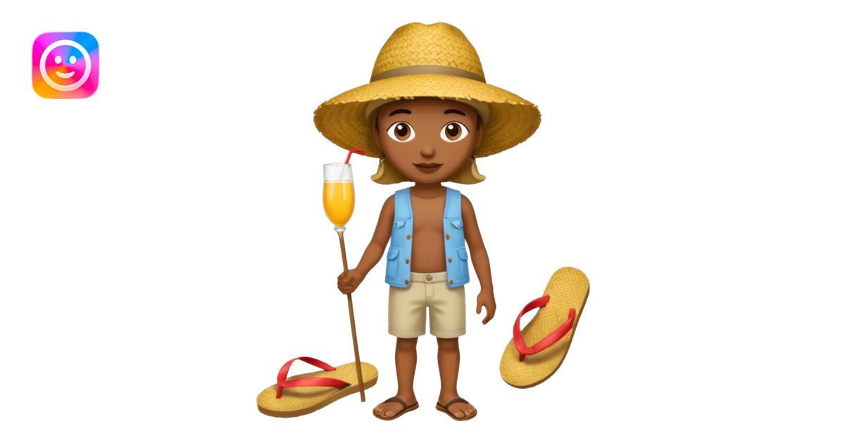 Créole réunionnais chapeau paille tong au pieds emoji | AI Emoji Generator