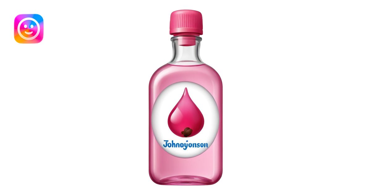 realistic Johnson and Johnson style bottle pink cap pink logo clear ...