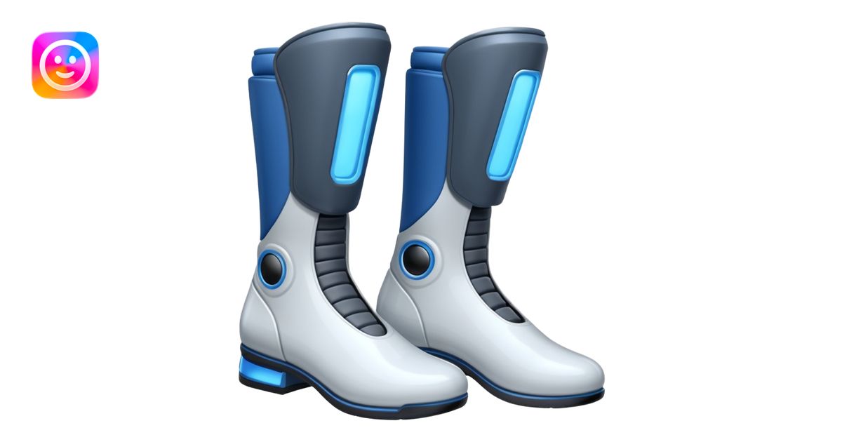 Flat futuristic emoji of sleek jet boots with soft glow thrusters ...