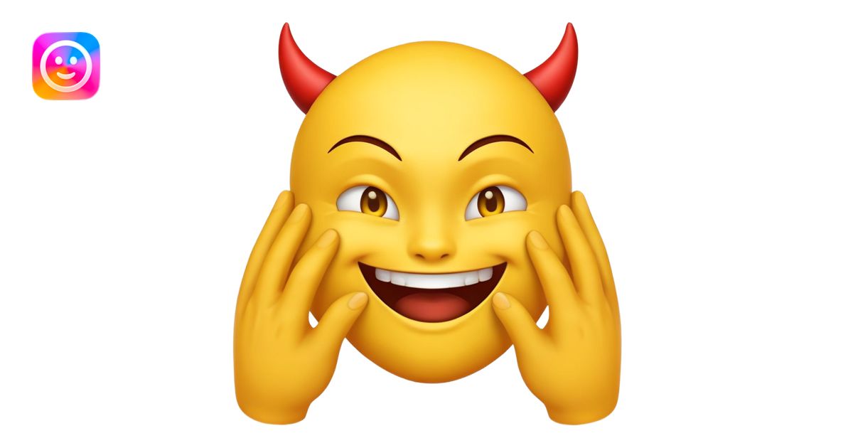 yellow emoji face with devil-like grin and hands rubbing together ...