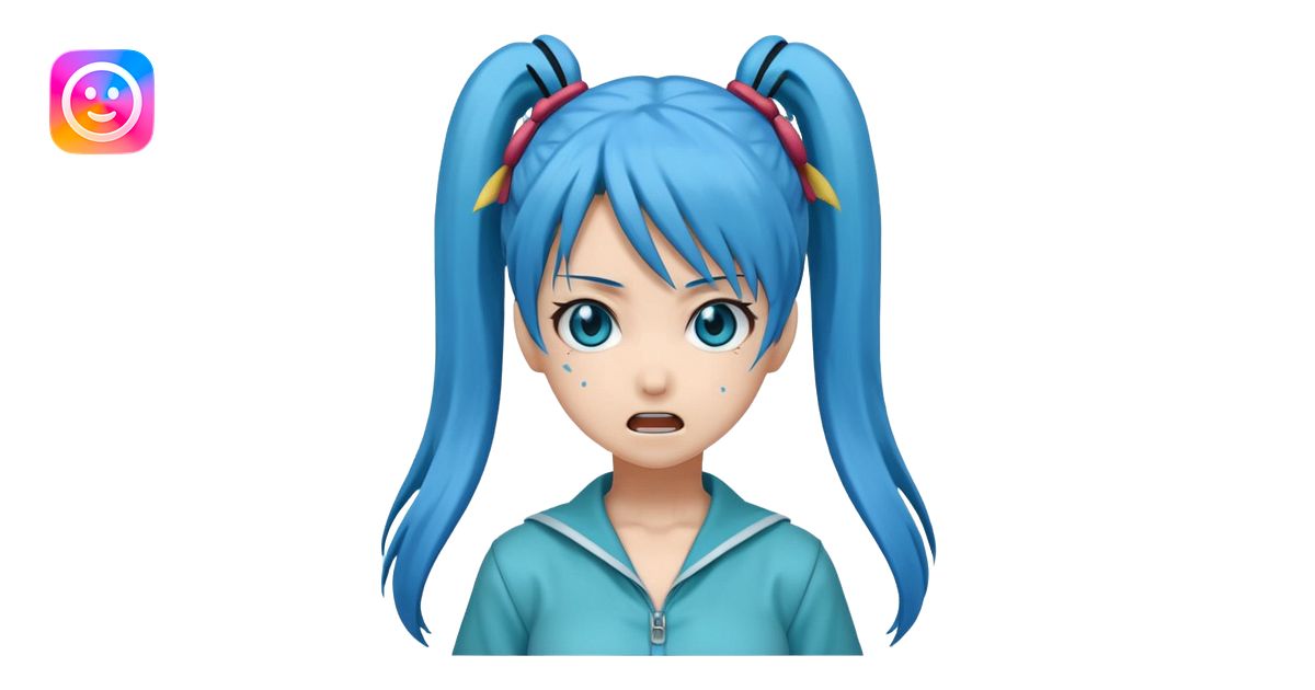 Hatsune Miku angry twintail emoji | AI Emoji Generator
