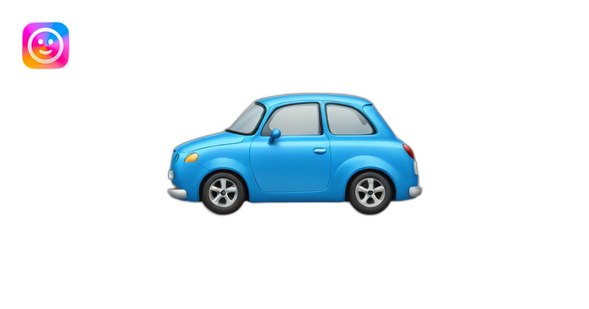 Smiling blue car with a face emoji | AI Emoji Generator