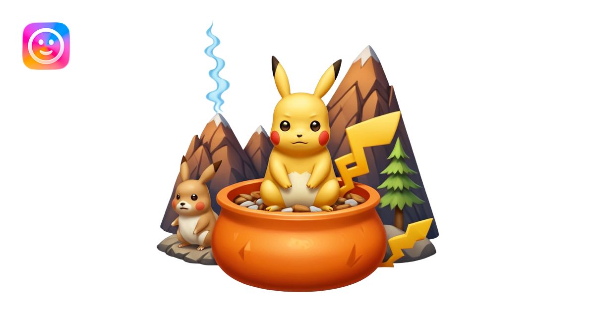 Un Pikachu rouge qui et triste avec des éclairs en fond et il a fait ...