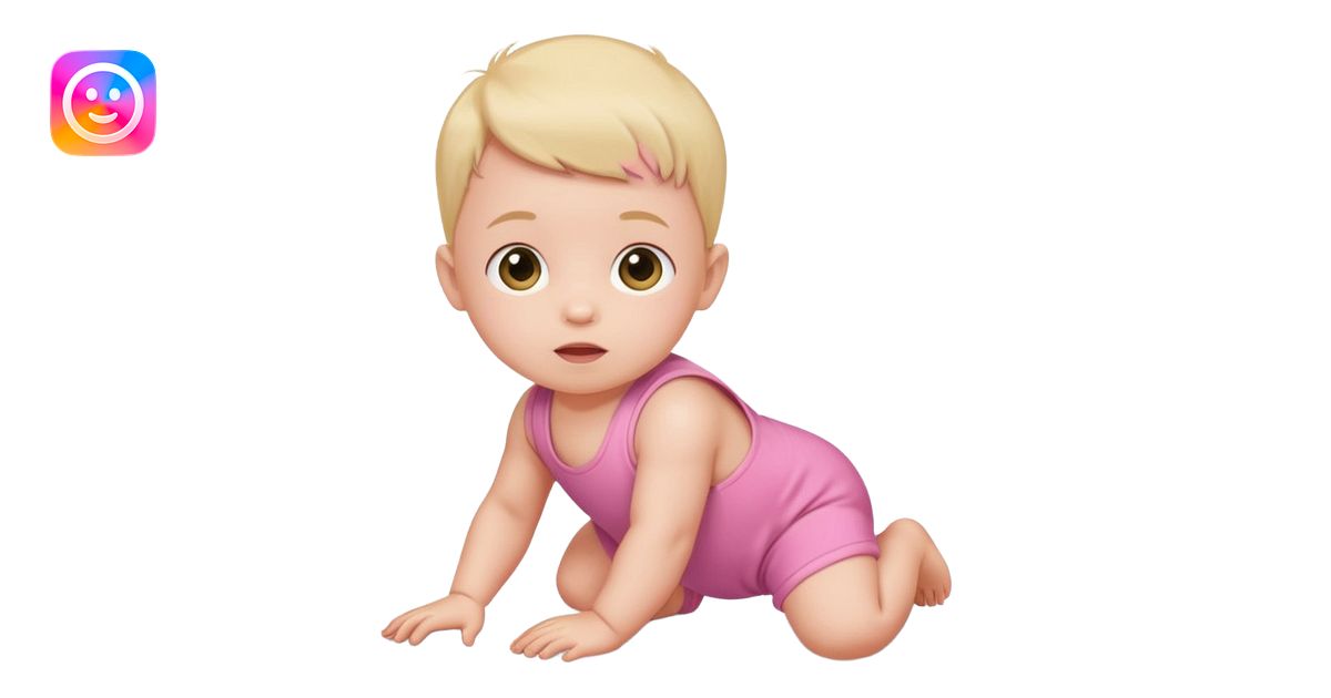 Baby in pink romper crawling emoji | AI Emoji Generator