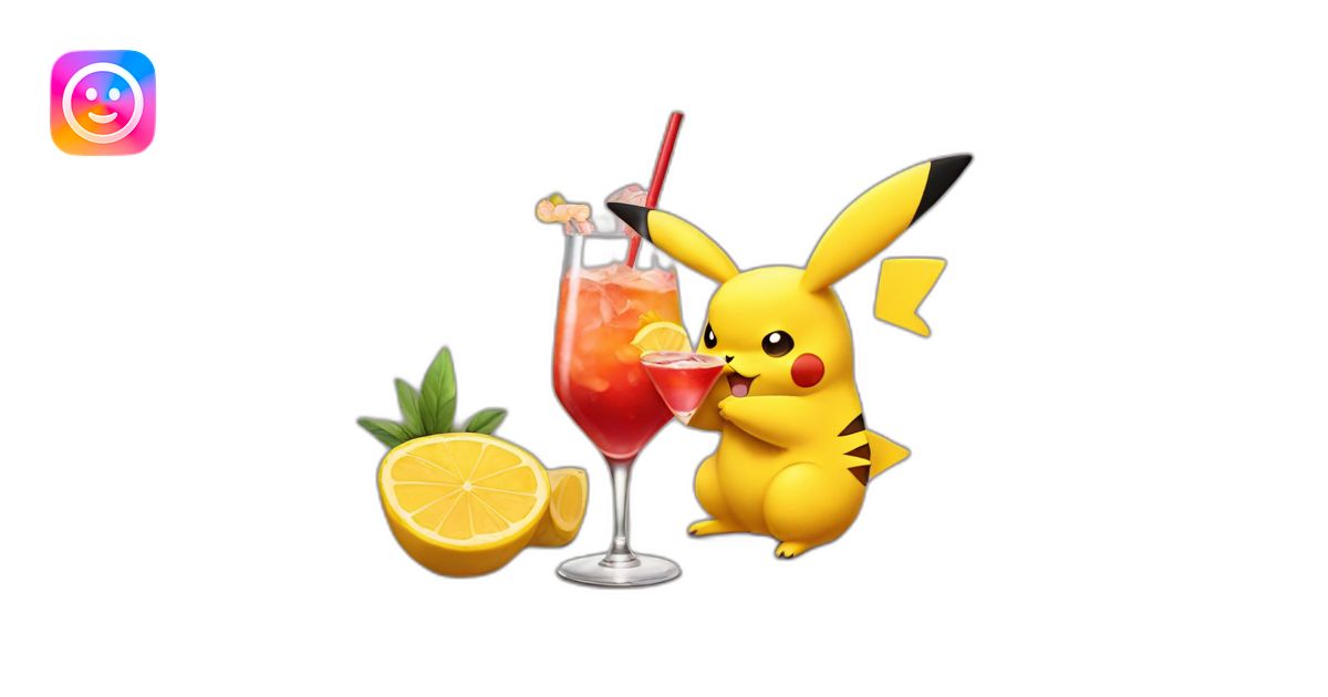 Pikachu drinking cocktail emoji | AI Emoji Generator