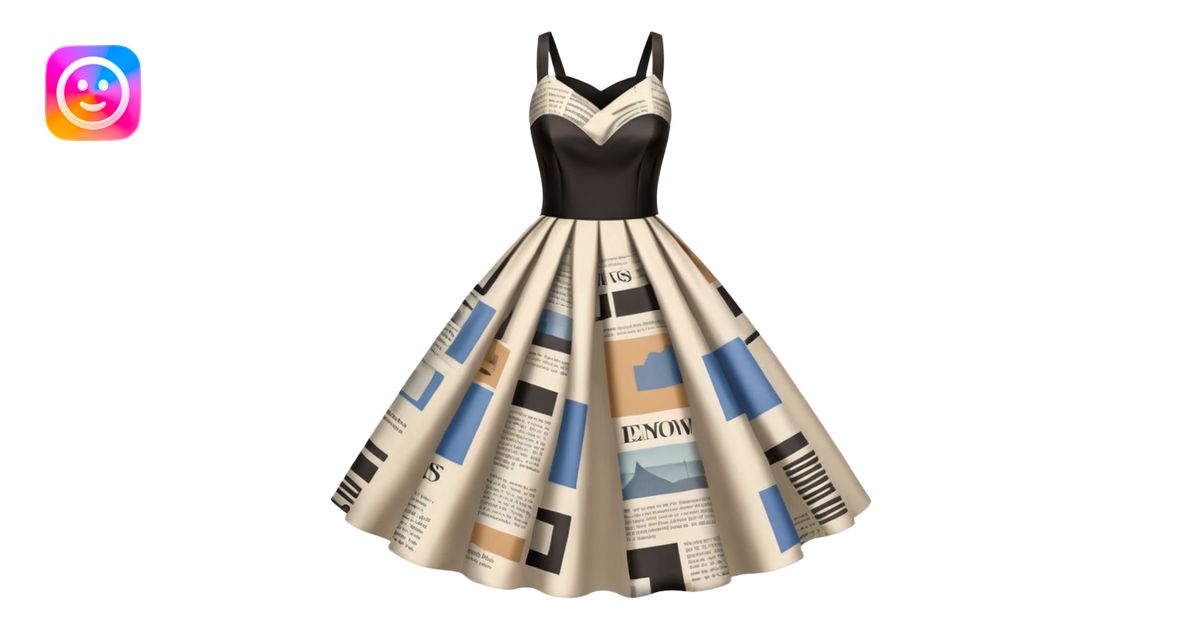 newspaper-print silk dress emoji | AI Emoji Generator